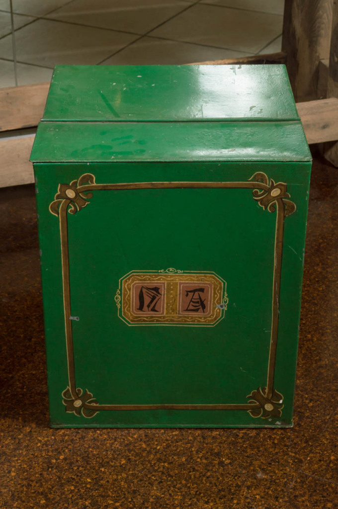 Large Scale Green Tin Bin, English circa 1880 - Garden Court Antiques