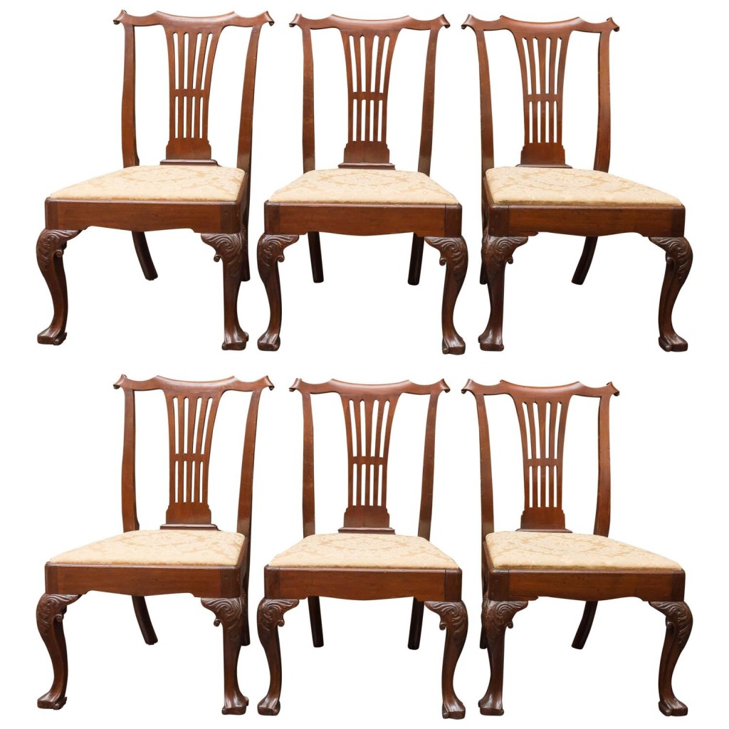 Extraordinary Set of Six Large Scale Period Irish Chippendale Side ...