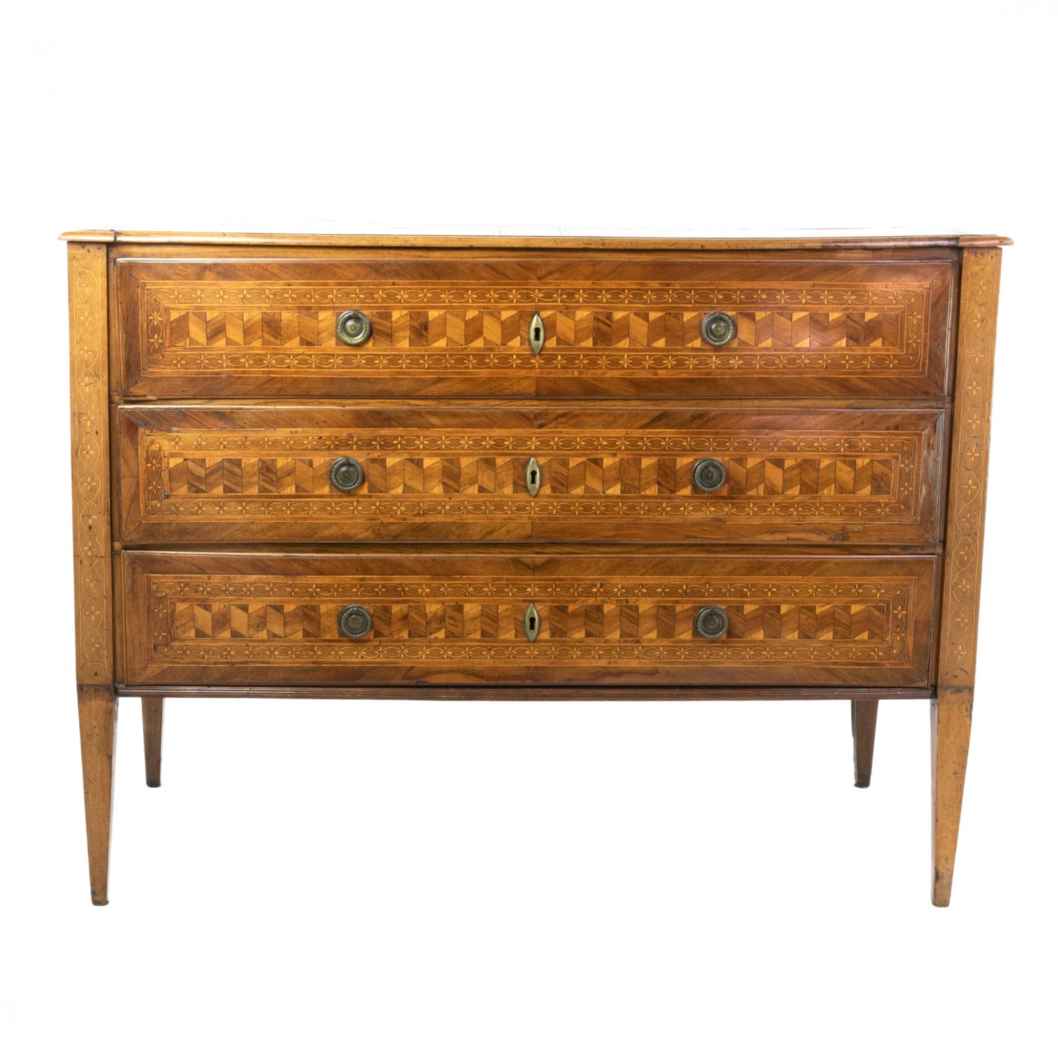 Exceptional Neoclassical Inlaid Three Drawer Commode Likely Italian But ...