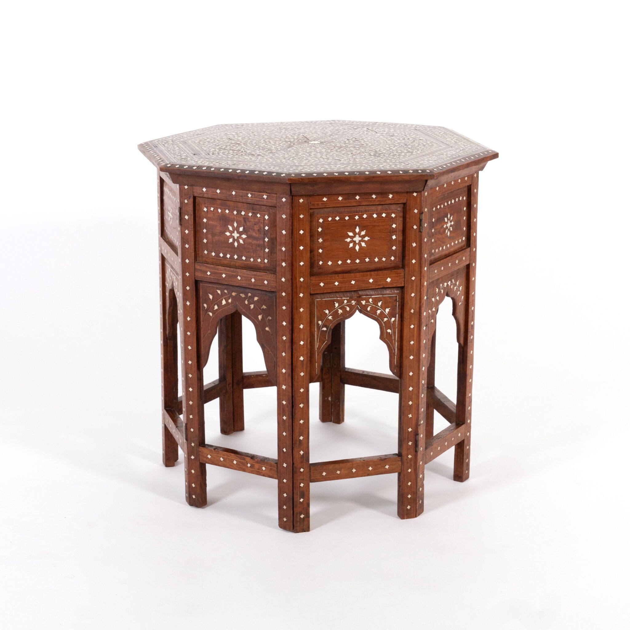Anglo-Indian Bone and Ebony Inlaid Octagonal Traveling Table, India ...