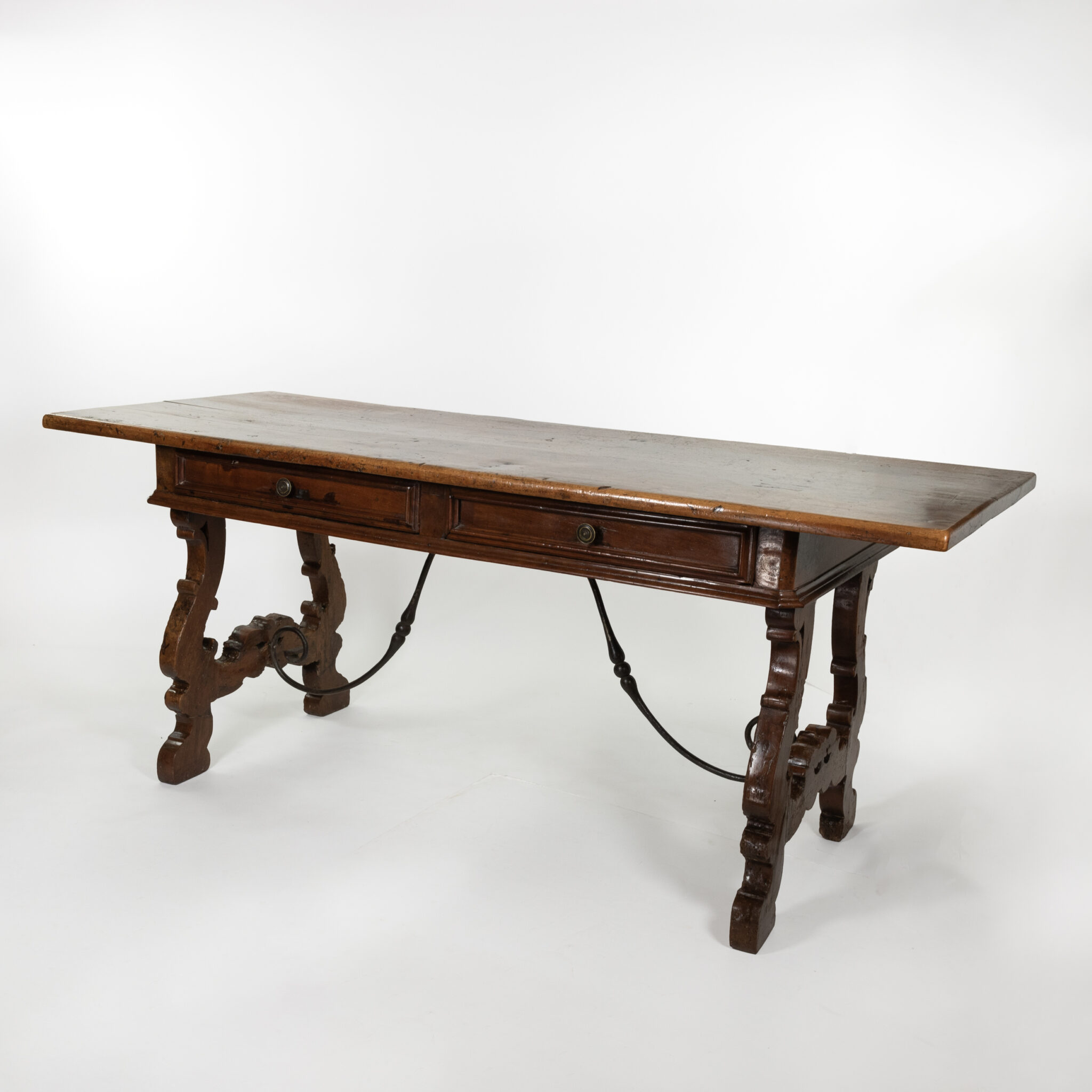 Italian Walnut Baroque Period Writing Table With Two Moulded Drawers ...