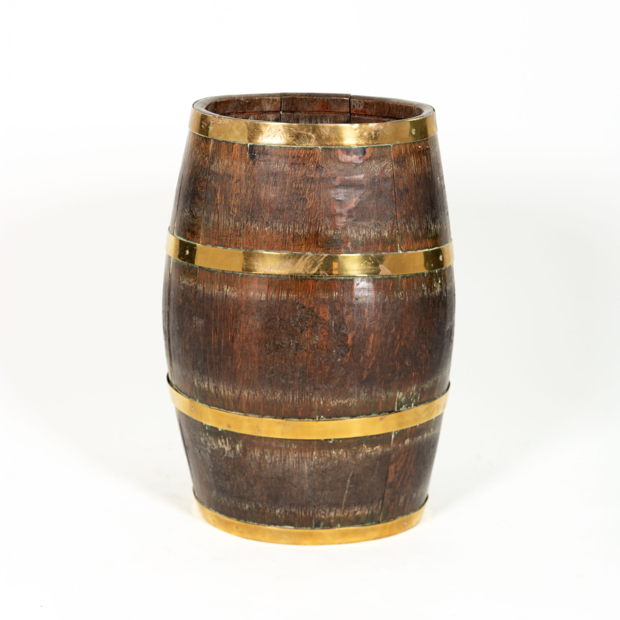 Brass Bound Oak Stick Barrel, English Circa 1890 - Garden Court Antiques